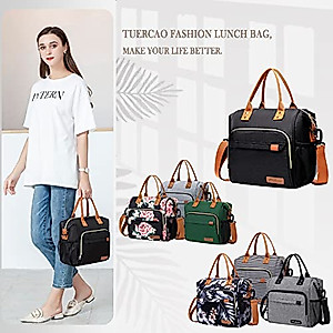 Insulated Lunch Bag - Large Portable Cooler Lunch Box for Office Work Picnic Beach Workout - Reusable Freezable Tote Lunch Bag Organizer with Adjustable Shoulder Strap for Women Men Adult,Black