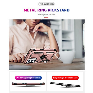 Dionsibei Military Grade Drop Impact for Oneplus 9 Case Oneplus 9 5G Case 360 Metal Rotating Ring Kickstand Holder Armor Heavy Duty Shockproof Case for Oneplus 9 Phone Case (Rose Gold)