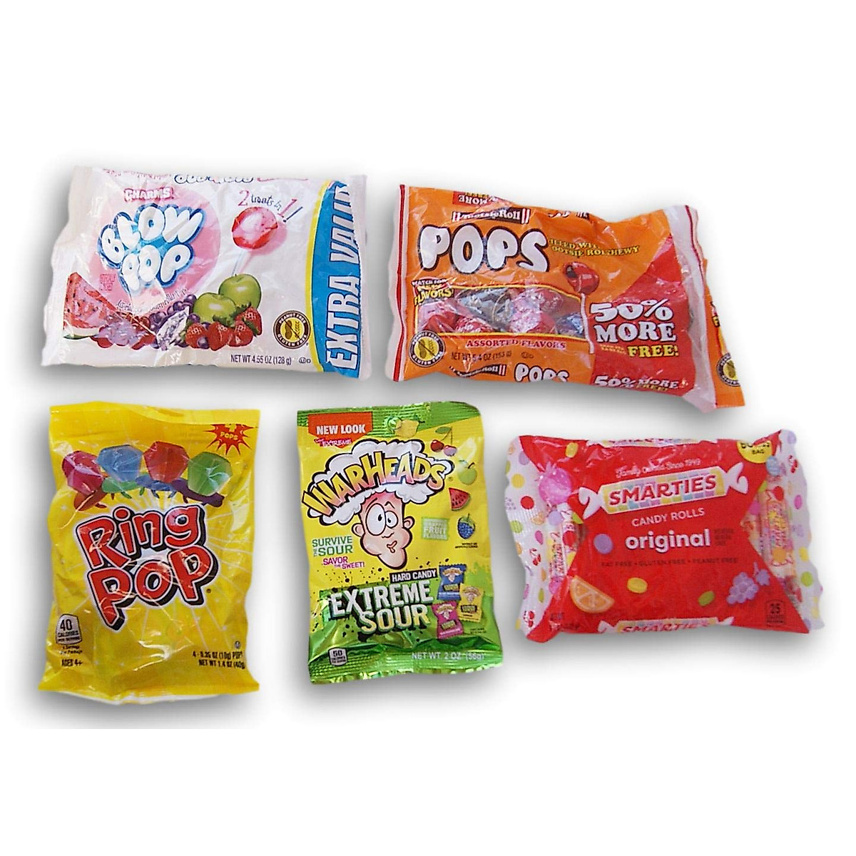 Jumping Daisy Holiday Christmas Stocking Gift Stuffed with Candy - Blow Pops, Smarties, Warheads, Ring Pops, and Tootsie Roll Pops