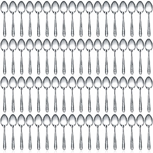 100 Pieces Dinner Spoons Set 6.69 Inches Silverware Spoons Bulk Stainless Steel Tablespoons Food Grade Spoon for Home Restaurant Kitchen Dishwasher Safe