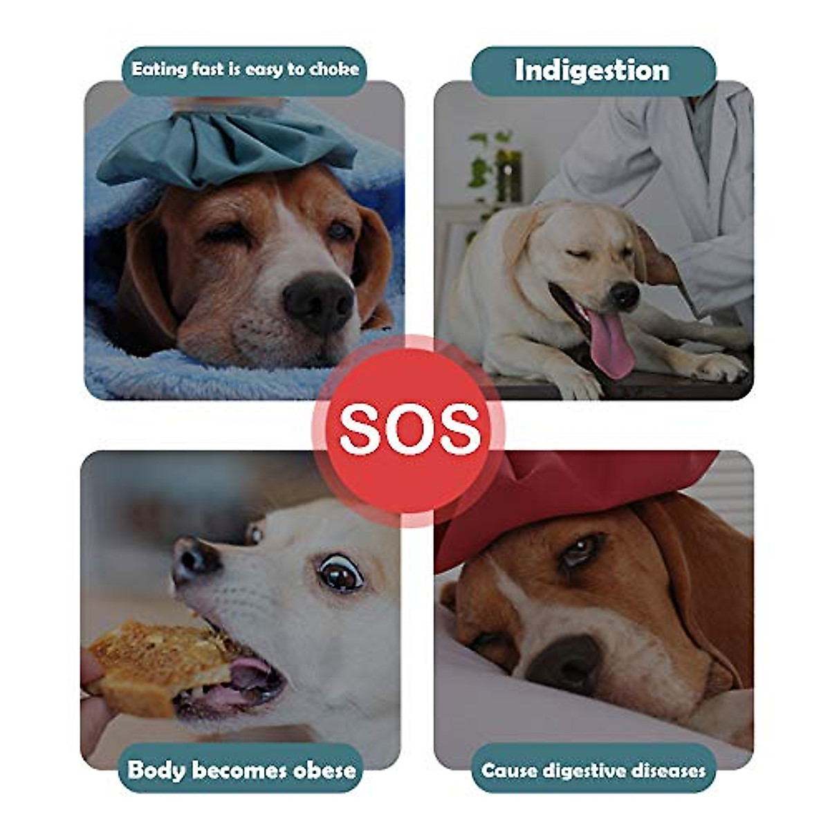 CAISHOW Slow Feeder Dog Bowl Anti Gulping Healthy Eating Interactive Bloat Stop Fun Alternative Non Slip Dog Slow Food Feeding Pet Bowl Slow Eating Healthy Design for Small Medium Size Dogs