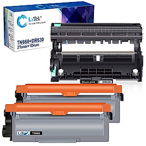 LxTek Compatible Toner Cartridge & Drum Unit Replacements for Brother TN660 TN630 TN-660 DR630 High Yield to use with HL-L2300D HL-L2320D HL-L2340DW HL-L2360DW(2 Toner Cartridges, 1 Drum Unit, 3 Pack)