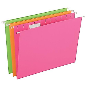 Pendaflex Glow Hanging File Folders, Letter Size, Assorted, Case Pack of 12 (81670)
