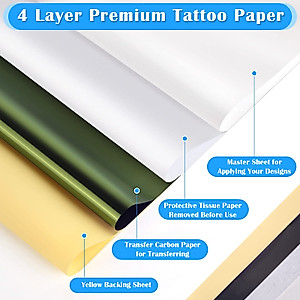 50 Sheets Tattoo Transfer Paper, Cridoz Tattoo Stencil Paper for Tattooing, Transfer Paper for Tattooing, A4 Size 8 1/4" x 11 3/4"