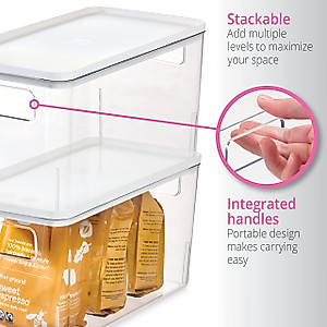 Rosanna Pansino x iDesign Recycled Plastic Kitchen Storage Bin with Lid, Clear Bin/Marshmallow Lid, 6” x 12” x 6”
