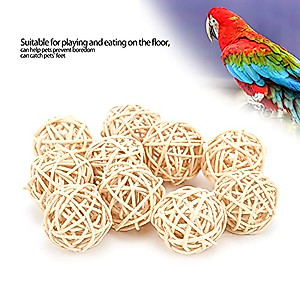 10Pcs Rattan Balls, Sepak Takraw Toy Natural Color Rattan Safe and Harmless Parrot Small Animal Chew Toy for Parrot