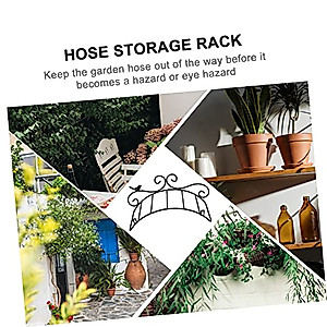 JEWEDECO Hose Wrought Iron Frame Garden Hose Hanging Hook Hose Holder Decorative Garden Hose Storage Outdoor Hose Garden Hose Reels for Outside Water Hose Hanger Wall Water Pipe Bracket