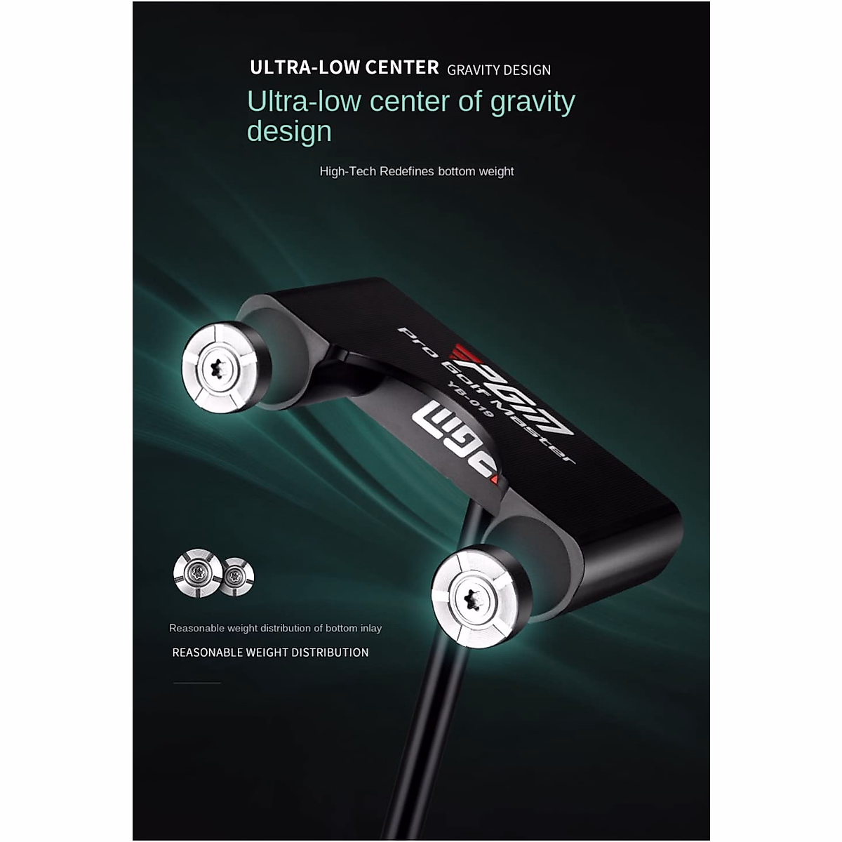 Golf Club Putter Standing Putter Low Center of Gravity with Sight Line Right Handed Men Women Golf Putters with Crosshair (Black)