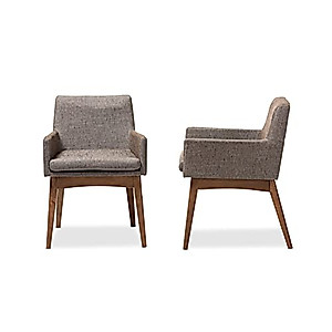 Baxton Studio Nexus Dining Arm Chair in Gray and Brown (Set of 2)