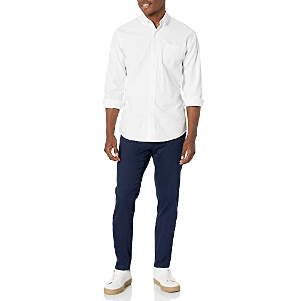 Amazon Essentials Men's Slim-Fit Wrinkle-Resistant Flat-Front Stretch Chino Pant, Navy, 36W x 32L