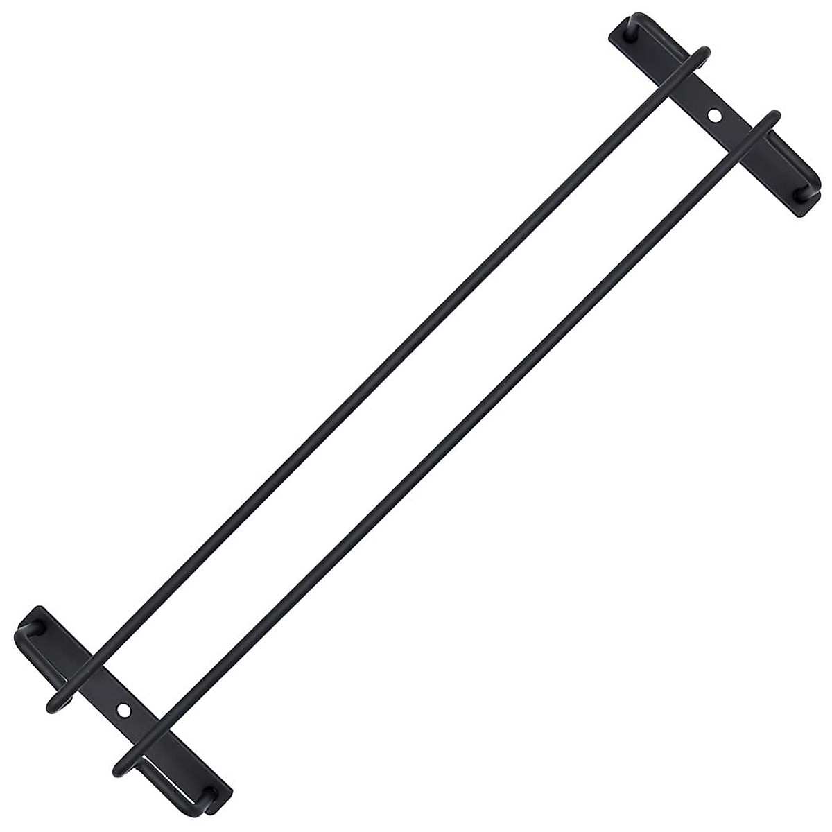 zoohot 35.5cm Wine Glass Rack - Under Cabinet Stemware Wine Glass Holder Glasses Storage Hanger Metal Organizer Black (1 Rows, 2 Pack)