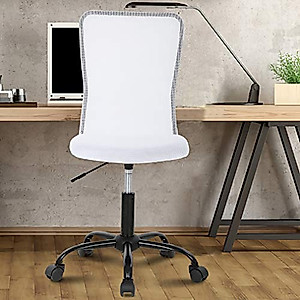 Office Chair Desk Chair Computer Chair with Lumbar Support Ergonomic Mid Back Mesh Adjustable Height Swivel Chair Armless Modern Task Executive Chair for Women Men Adult,White