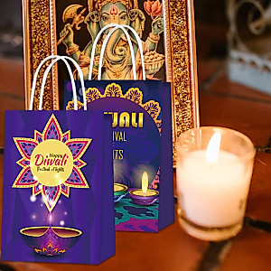 HABDJILTY 20 Pcs Happy Diwali Gift Bags,Festival of Lights Gifts Bags for Birthday Gift Packs Snacks Candy Bags Diwali Party Favor