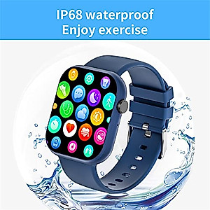 KBTPMTL Smart Watch for Men Women, Fitness Tracker for Android and iOS Phones with Heart Rate Sleep Tracking for Health, IP67 Waterproof Large Screen Smartwatches Monitor Pedometer (Blue)