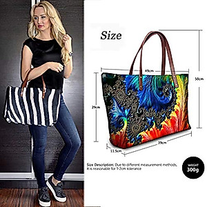 GIFTPUZZ Polynesian Women Handbags and Purses Ladies Shoulder Bag Large for Outdoor Party Satchel Tote with Long Wallet PU Leather Zip Pocket Cards Slots Spear Heads Design Tribal Hibiscus Purple