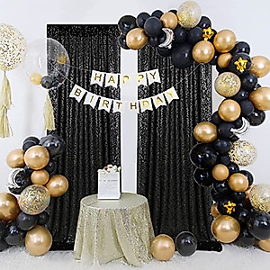 Black Sequin Backdrop Curtain Black Backdrop 2 Panels 2ftx8ft Curtain Drapes Sequin Background for Parties Shimmer Wall Backdrop Cloth