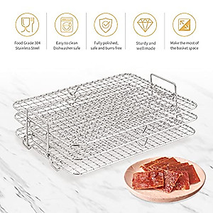 SIUDANGKA Air Fryer Rack for Ninja Foodi Grill XL Air Fryer, 304 Stainless Steel Multi-Layer Toast Rack Dehydrator Rack Air Fryer Accessories Compatible with Ninja FG551 IG651 Air Fryer