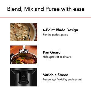 KitchenAid Cordless Variable Speed Hand Blender with Chopper and Whisk Attachment - KHBBV83, White