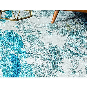 Unique Loom Positano Collection Coastal Modern Fish Light Blue Runner Rug (2' x 7')
