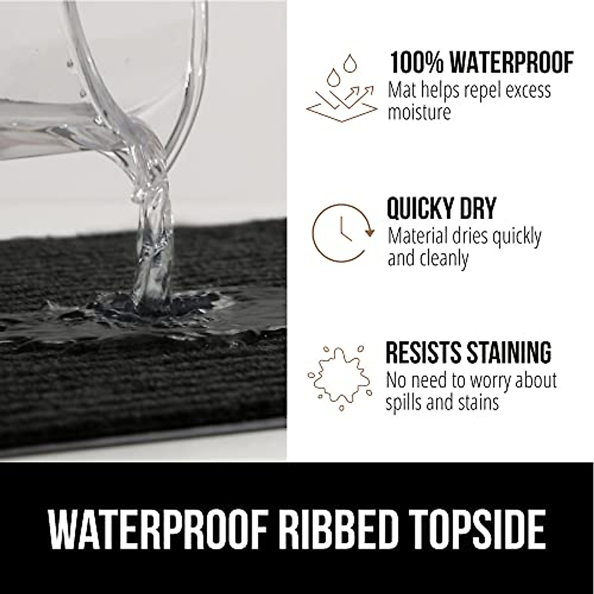 Gorilla Grip Waterproof Heavy Duty Traffic Guard Doormat, Stain and Fade Resistant Indoor Outdoor, Durable Rubber, Low Profile Door Mat, Shoe Scraper, Welcome Rug Mats for Entry, 72x48, Black