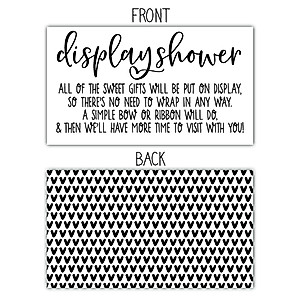 50 Display Shower Cards - Modern Script Design - Unwrapped Gift Request Invitation Inserts for Bridal or Baby Shower