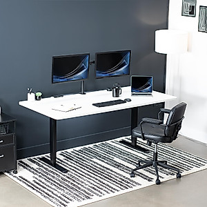 VIVO Electric Height Adjustable 71 x 36 inch Memory Stand Up Desk, White Table Top, Black Dual Motor Frame with Preset Controller, 2B Series, DESK-KIT-2B7W-36