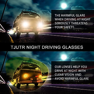 TJUTR Night-Vision Glasses for Women, Polarized Night-Driving Glasses Reduce Glare Nighttime Glasses UV Protection