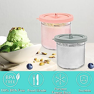YQL Creami Pint Containers with Silicone Lids Replacement for Ninja Creami Pints and Lids,16oz Cups Compatible with NC301 NC300 NC299AMZ Series Ice Cream Maker,Dishwasher Safe&Leakproof(2 Pack)
