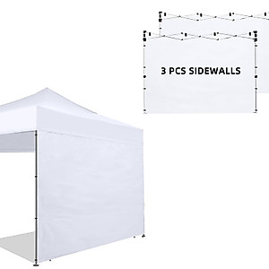 Joramoy Canopy Tent Sidewalls for 10×10 Pop Up Canopy, 3 Pack Instant Canopy Sunwall, Waterproof and UV Protection Canopy Shade Wall, Straight Leg Canopy Sidewalls 3 PCS Only(White)