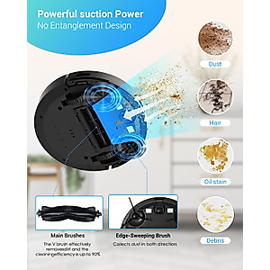 DOITION L100 Robot Vacuum Cleaner with Smart Navigation, 2500 Pa Suction, Powerful Robotic Vacuum for Pet Hair, Hard Floor, Carpet, Auto-Recharge, APP Control, Voice Control