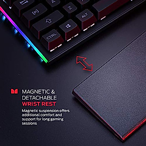 Monster Alpha 5.0 LED Mechanical Gaming Keyboard with Anti-ghosting Individually Backlit RGB Keys, Programmable RGB Lighting Effects, Magnetic Palm Rest and Dedicated Media Keys – for PC Gaming