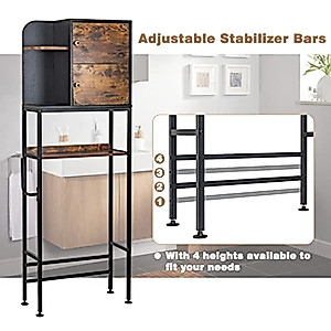 LAVIEVERT Industrial Toilet Storage Rack with Adjustable Shelf, 4-Tier Bathroom Space Saver with 2 Cabinets, Freestanding Bathroom Organizer Over Toilet for Restroom, Laundry - Rustic Brown