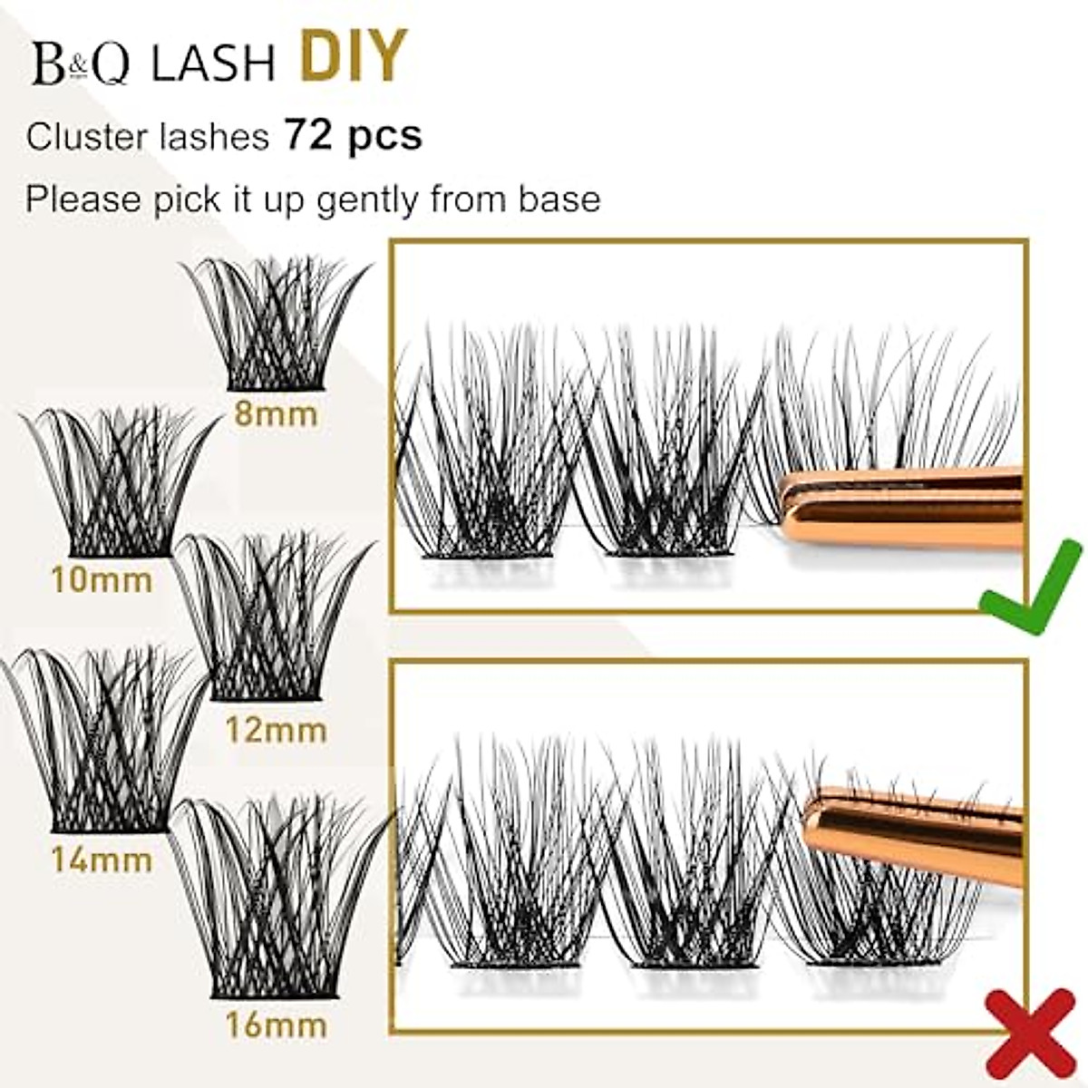 Lash Clusters B09 DIY Lash Extensions 72 Clusters Lashes D Curl Individual Lashes Wisps at Home (B09,D-14mm)