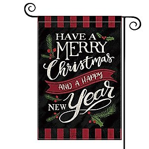 AVOIN colorlife Have A Merry Christmas And A Happy New Year Garden Flag Double Sided, Winter Holiday Yard Outdoor Decoration 12.5 x 18 Inch