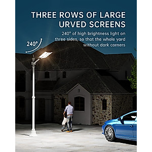 OKPRO S-1152B 1200W Solar Street Lights Outdoor Waterproof, 7000K 120000LM Dusk to Dawn, LED Wide Angle Lamp with Motion Sensor and Remote Control, for Parking Lot, Yard