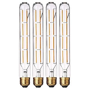 YFXRLIGHT Dimmable T10 Edison Led Long Tubular Bulb 4000k Daylight White,8W Vintage Filament Bulb 80W Equivalent, E26 Base Led Bulb, 8.9inch, Pack of 4