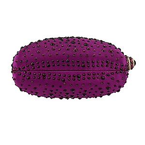 Vistatroy Women's Evening Bag Sparkling Rhinestone Wedding Evening Party Clutch Handbag Purse Chain Shoulder Crossbody Bag (Dark purple)