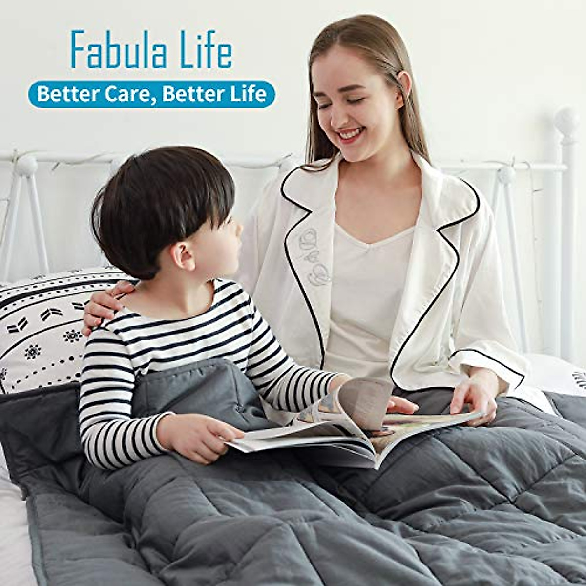 Fabula Life Adult Weighted Blanket(12lbs, 72”x48”, Twin Size), Heavy Blanket with Premium Breathable Cotton and Micro Glass Beads, Calm Deep Sleep