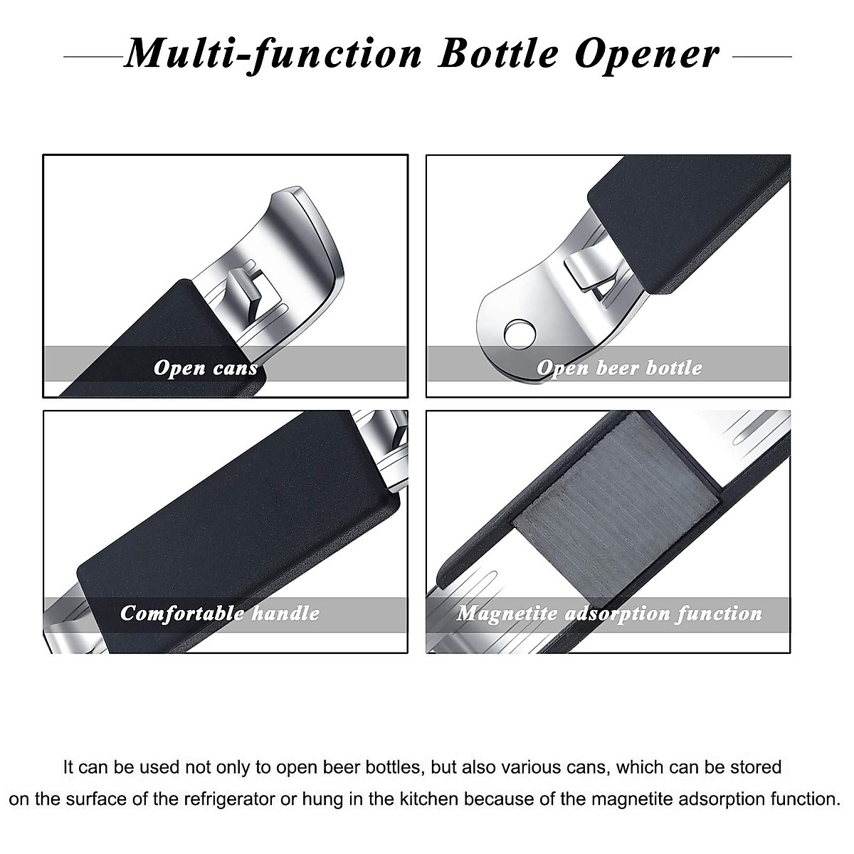 3 Pieces Magnetic Bottle Openers Can Opener Classic Beer Opener Stainless Steel Small Bottle Opener Can Tapper with Magnet & Can Punch Bottle Opener, Manual Stainless Steel Can Opener