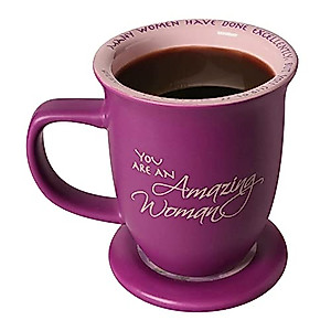 Amazing Woman Mug And Coaster/Lid - Ceramic - Large 14 Ounce Coffee Or Tea Cup - Dusky Purple