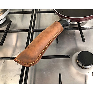 Personalized Leather Pot Handle Cover - Leather Hot Handle Holder - 100% Genuine Leather Potholder - Personalized Pot Holder - Leather Potholder - Cast Iron Handle Cover - Custom Skillet Handle Cover