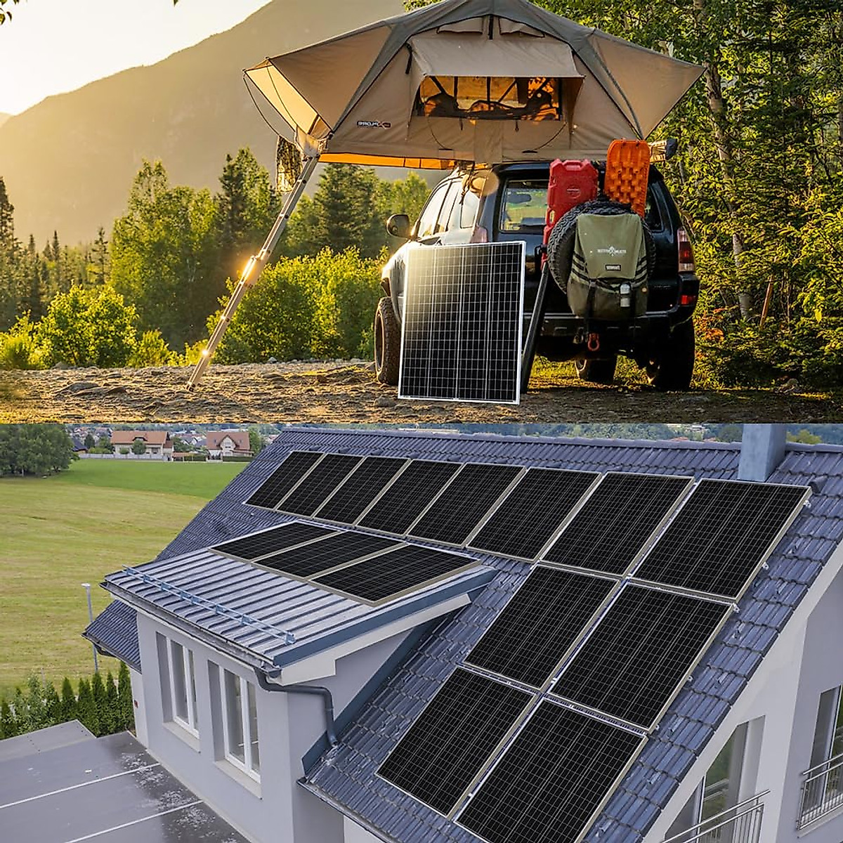 100W Portable Solar Panels, up to 21% High Efficiency Module Monocrystalline Solar Panel, Solar Panel Kit for Power Station Outdoor Emergencies RV Trailer Camper Rooftop Off Grid System