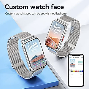 Smart Watch for Android iOS Phones Compatible 1.57 inch Full Touch Screen Fitness Tracker with Heart Rate & Blood Oxygen Monitoring IP68 Waterproof Smart Watches for Men Women(Silver)