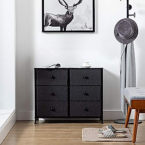 Duhome Dresser with 6 Drawers, Fabric Dresser for Bedroom Hallway Nursery Entryway Closet Organizers and Storage with Sturdy Steel Frame, Dark Grey