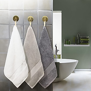 HouseAid Self Adhesive Circle Towel Hooks, No Drilling Stainless Steel Robe Hook Holder, Brushed Gold (6 Pack)