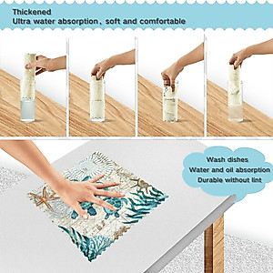 senya Vintage Ocean Sea Turtle Starfish Map Print Dish Cloths 6 Pack Dish Towels Reusable Cleaning Cloths Kitchen Hand Towels