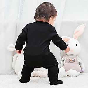 Eleven's Kingdom Baby Boys Pajamas 0-3 Months Black Cotton Footie Set 2-Way Zipper 2 Pack