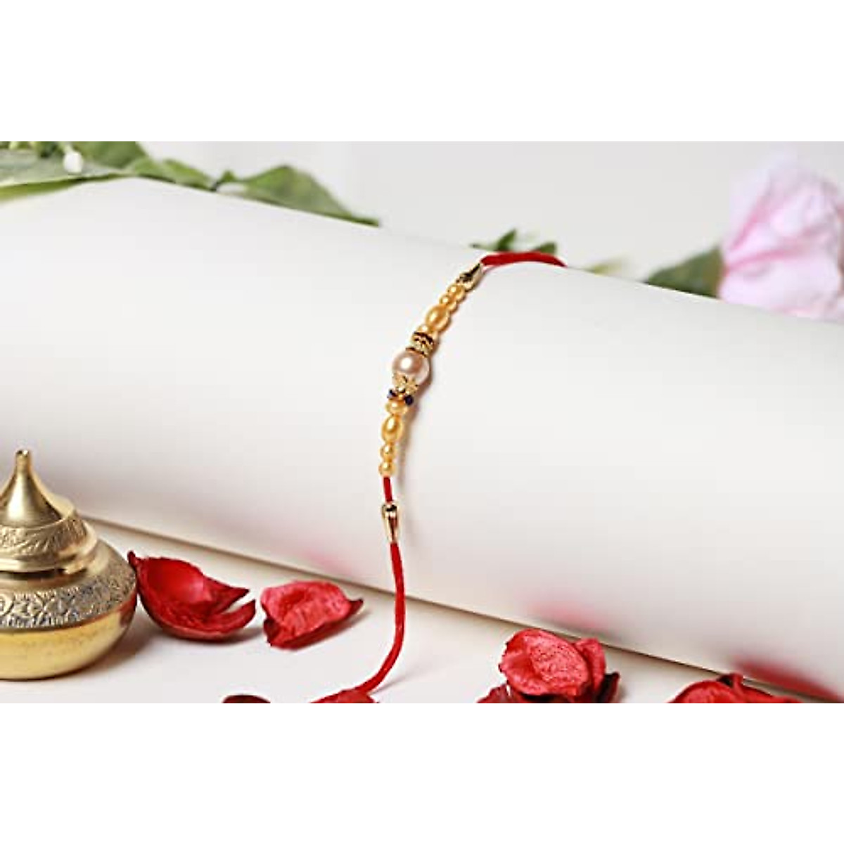 CHERKRAFT Pearl Rakhi for Brother Simple Rakhi for Small Bro Bhai Thread Bracelet Raksha Bandhan