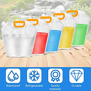 Aemygo 12 Pack Collapsible Water Container Bag 1.3 Gallon Emergency Foldable Water Container BPA Free Food Grade Plastic Storage Jug Freezable Water Bottle for Camping Hiking Riding Backpack