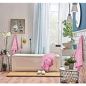 Simpli-Magic Bath Towels Set, 2 Bath Towels, 2 Hand Towels, and 6 Washcloths (10 Piece Set), Ring Spun Cotton Highly Absorbent Towels for Bathroom, Shower Towel (Pink)